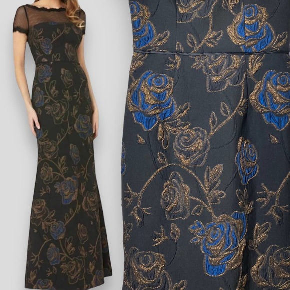 JS Collections | Dresses | New Js Collections Black Metallic Blue ...